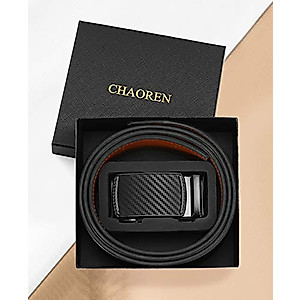 CHAOREN Ratchet Belt for Men - Mens Belt Leather 1 3/8" for Casual Jeans - Micro Adjustable Belt Fit Everywhere