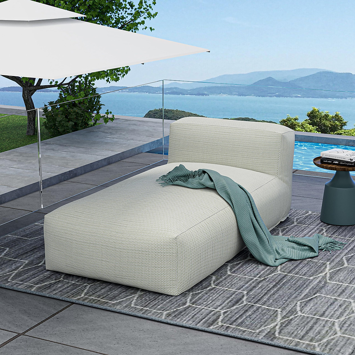 OPEAK Patio Furniture Chaise Lounge Chair Outdoor Reclining Chair Garden Pool Lounge Chairs for Outside Sunbathing Recliners Outdoor Bed Beach Chaise Lounge Chair Sunbed (Light Green, 70'' Length)