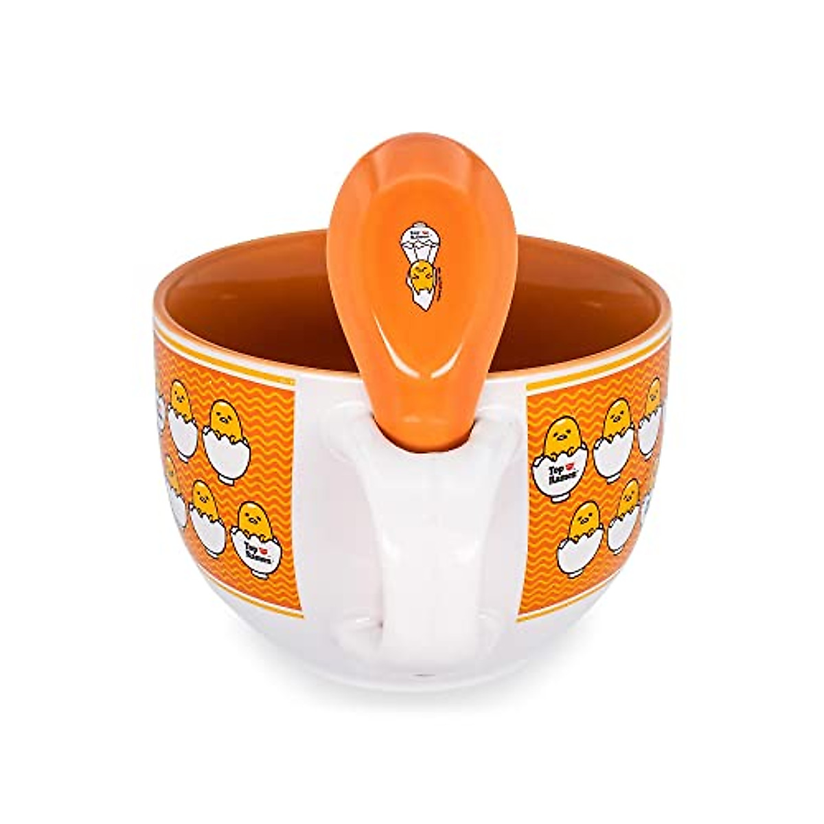 Silver Buffalo Sanrio Gudetama x Nissin Top Ramen Ceramic Soup Mug with Spoon | Holds 24 Ounces