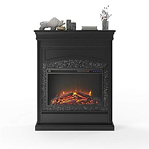 Pemberly Row Modern/Contemporary Electric Fireplace in Black