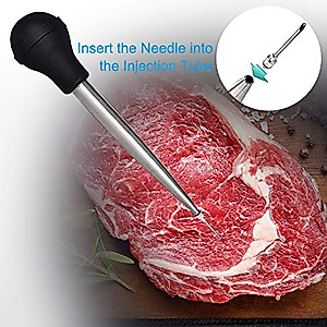 Cosumina Stainless Steel Cooking Seasoning Pump Turkey Injector Turkey Baster Commercial Grade Roast Duck Turkey Roast Cream Pump (5)