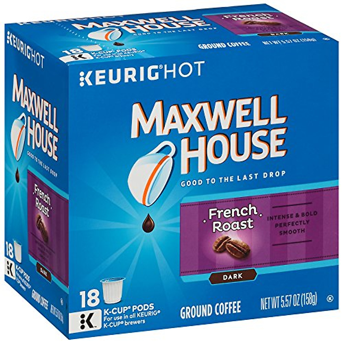 Maxwell House French Roast K-CUP Pods, 18 Count (Pack of 6)