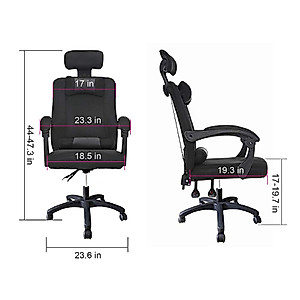 Home Office Chair Ergonomic, Breathable Mesh Fabric Computer Desk Task Chair Swivel, Reclining Back, Adjustable Headrest ＆Seat Height Black
