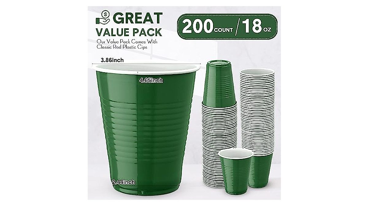 200 Pcs 18 oz Green Disposable Cups for Every Event