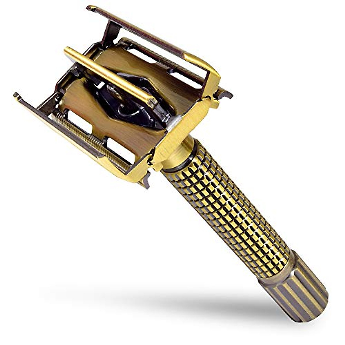 Seki Japan Double Edge Butterfly Open Safety Razor, Heavy Duty Bronze Brass Hard Chromium, 3.14inch Long Handle