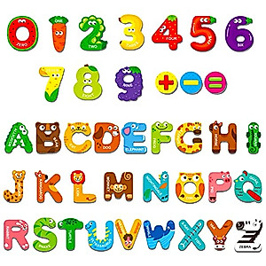 Magnetic Uppercase Letters and Numbers, Educational Learning Tool for Kids Word Recognition 39 Pieces Magnets Include 26 Colorful Alphabet Letters, 10 Numbers and 3 Symbols,Toddlers 3 4 5 Years Old