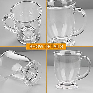 15oz/450ml Glass Coffee Mugs Clear Coffee Cups with Handles perfect for Latte, Cappuccino, Espresso Coffee, Tea and Hot Beverages, Set of 6