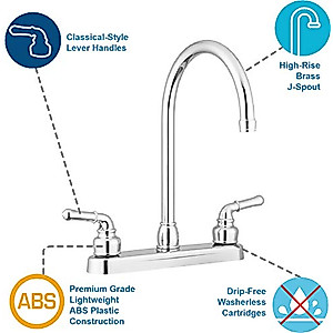 Pacific Bay Lynden Modern High Arc Kitchen Sink Faucet - Metallic Plating Over ABS Plastic - (Polished Chrome)