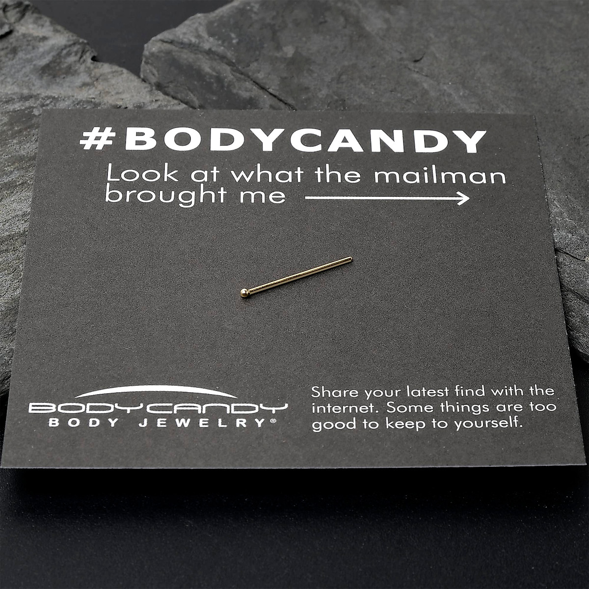 Body Candy Solid 14k Yellow Gold 1.5mm Ball Straight Fishtail Nose Stud Ring 20 Gauge 17mm