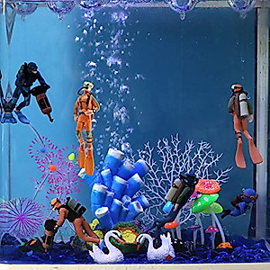 Aquarium Resin Decorations Diver For Fish For Tank Aquatic Pet Supplies With Floating Transparent Ball & Fishing Line Small Aquarium Decorations For Small Tank Betta Fish Aquarium Diver Decor Floating
