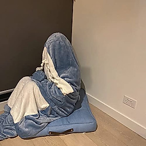 Shark Blanket Adult,Comfy Shark Blanket Hoodie,Super Soft Cozy Flannel Hoodie Wearable Shark Blanket Sleeping Bag,Shark Onesie Blanket((L),67 inches)