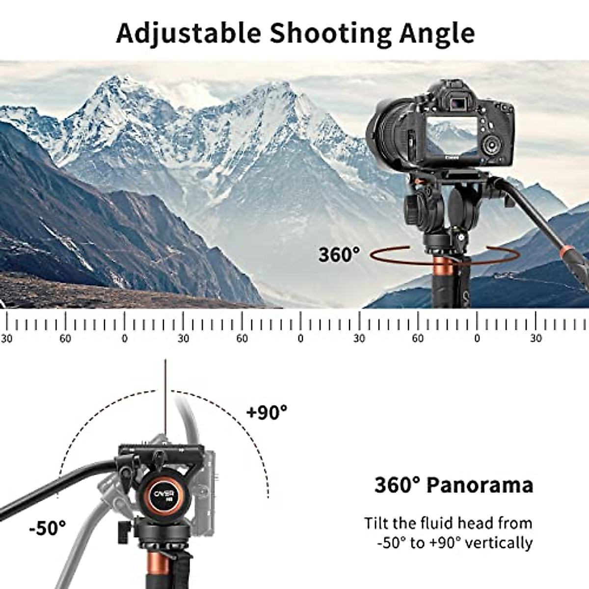 Cayer CF34 Carbon Fiber Camer Monopod Kit, 71 inch Professional Telescopic Video Monopods with Video Fluid Head and Folding Support Base for DSLR Video Cameras Camcorders, Plus 1 Extra Sliding Plate