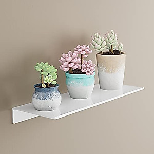 Veefos Floating Shelf Bathroom Shelf Wall Mounted, Metal Small Wall Shelf Bathroom Storage Shelf Bathroom Organizer for Vanity, Aluminum, White(1 Pack, 11.6 inch)