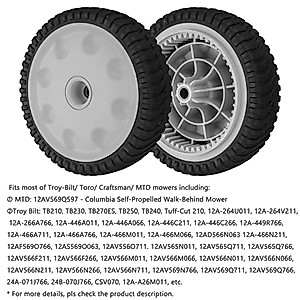 Front Drive Wheels Fit for Troy Bilt Lawn Mower - Drive Wheels Fit for MTD Snapper Troy Bilt Tuff-Cut 210 TB210 TB230 TB240 Self Propelled Mower, Replace 734-04018A 734-04018B 734-04018C, 2 Pack, Gray