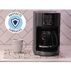 S&T INC. Coffee Mat, Absorbent Coffee Bar Mat for Coffee Maker and Espresso Machine, Coffee Maker Mat for Countertops, Typography Print, 12 in. x 18 in., 1 Pack