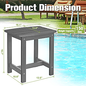Y&M Outdoor Side Table, HIPS Adirondack Small Single Table, Waterproof Square Outside Table, Balcony Modern End Tables for Patio, Pool, Beach, Porch, Deck, Indoor or Outdoor Use (Dark Grey, 2 Pack)