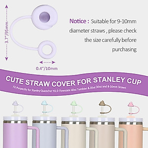 Bravace Silicone Boot for Stanley Cup Accessories, 5pcs Straw Cover Cap Compatible with Stanley 30&40 Oz Tumbler with Handle, Boot Sleeve Cover Fit with Stanley H2.0 FlowState 40oz Tumbler(Pink)