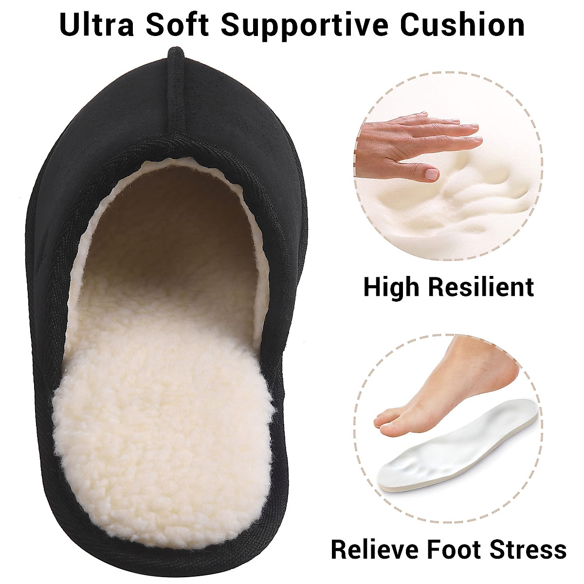 Vansarto Mens Scuff Slippers Micro Suede Memory Foam Slide Clogs Slip on Indoor Outdoor House Shoes, Black, Size 11-12