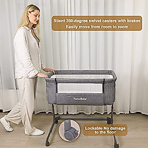 Pamo Babe Baby Bedside Bassinet Crib - Adjustable Portable Bedside Sleeper for Infant | Newborn Baby Boy & Girl