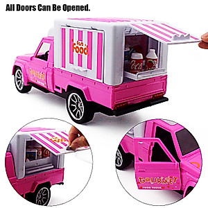 Tipmant Large Size RC Food Truck Remote Control Vehicle Electric Car Toy 4 Channels Light Sound Kids Birthday (Pink)