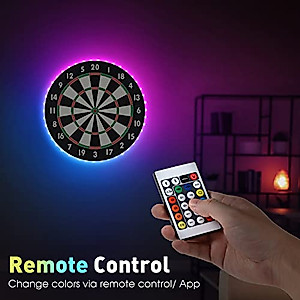 LFSMVT Dartboard LED Strip Lights, RGBIC Dart Board Lights with Bluetooth APP & Remote Control, Music Sync, DIY Cuttable Lights for 13-18 inch Dart Boards, USB Powered (Dartboard Not Include)