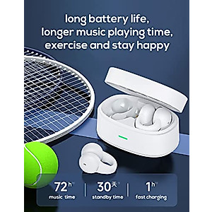 Ear-Clip Bone Conduction Headphones Bluetooth 5.3, Painless Wireless Open Ear Clip on Headphone,Waterproof Mini Sport Running Earring Earphone, Noise Cancelling/HiFi Quality/Long Battery Life