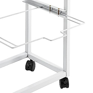 LyeXD 2 Tiers Metal Rolling File Carts w/Wheels, Modern Hanging Files Frame Files for Documents, Movable Pull-Out File Folder Rack Rolling File Organizer for Office, Classroom, White