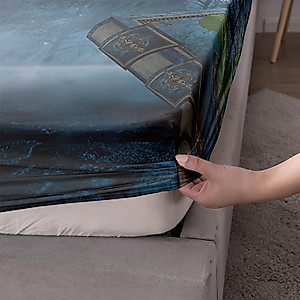 AILONEN Rose Fitted Sheet Full Size,Red 3D Romantic Rose Bedsheets Set for Girls,Romantic Flower Bedding Set,Magic Book Bed Sheet Set,1 Fitted Sheet 2 Pillowcases,3 Pcs,Soft Microfibre