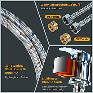 Salon Shampoo Bowl Faucet Vacuum Breaker Kit Spa Beauty Salon Shampoo Bowl Sink Hair Salon Bath Accessories Bathroom Hot Cold Faucet Spray Hose Replacement Set for Backwash Barber Chair