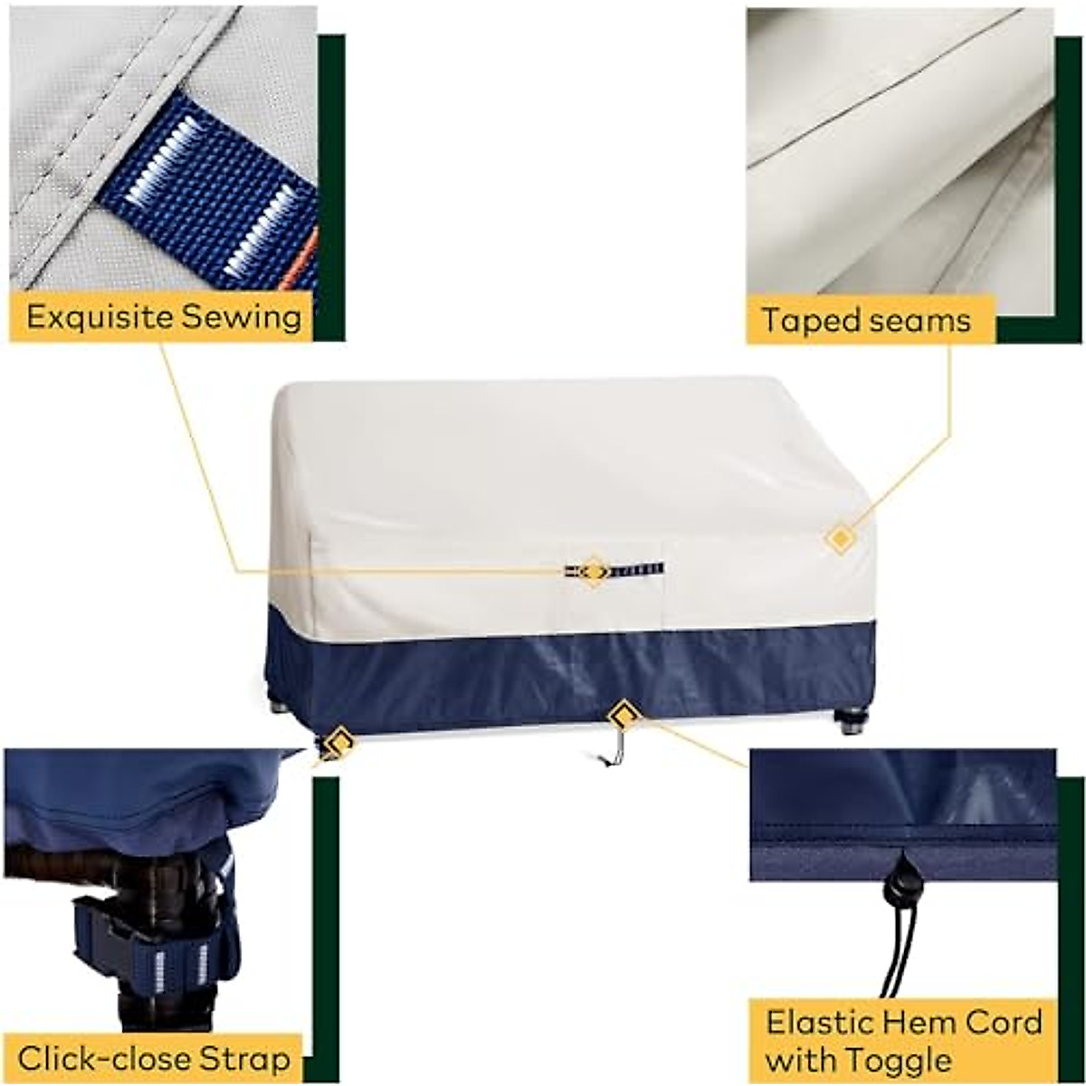 Time Forest Patio Loveseat Covers, 100% Waterproof Patio Furniture Covers, Heavy Duty Outdoor couch cover Waterproof, lawn Garden Outdoor Furniture Cover Waterproof,Fog/Navy 60Wx34Dx30H Inch