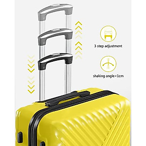 SunnyTour Luggage Sets Expandable ABS + PC Hardside Spinner Suitcase Sets 3 Piece with TSA Lock Double Wheels, Yellow