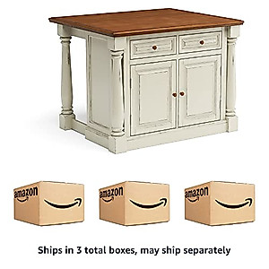 Homestyles Monarch Kitchen Island Set, 50 Inch Width, Antique White