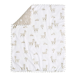 Sweet Jojo Designs Boho Llama Baby Boy Girl Nursery Crib Bedding Set - 4 pieces - Gender Neutral Beige Taupe Tan Bohemian Southwest Watercolor Mountain Cactus Alpaca Farmhouse Animal Aztec Geometric