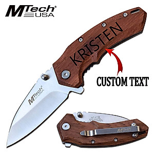 Personalized ELK Ridge and M Tech Knife For Groomsman, wedding,Father's Day Gift, Engraved With Your Personalizations, Design Your Own (MT-A1158BR)