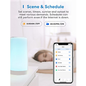 meross Smart WiFi Table Lamp, Bedside Lamp, Compatible with Apple HomeKit, Siri, Amazon Alexa and SmartThings, Tunable White and Multi-Color, Touch Control, Voice and App Control