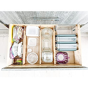 Lipper International 8897 Bamboo Wood Custom Fit Adjustable Deep Kitchen Drawer Dividers, Set of 2