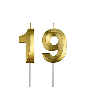 Gold 19th & 91st Birthday Candles,Gold Number 19 91 Cake Topper for Birthday Decorations Party Decoration