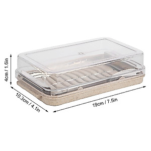 plplaaoo Stainless Steel Butter Storage Box, Butter Cutter Container, Cheese Storage Box with Transparent Cover, Butter Cutter Container, Kitchen Supplies for Home Kitchen(Wheat), Butter Slicer cu