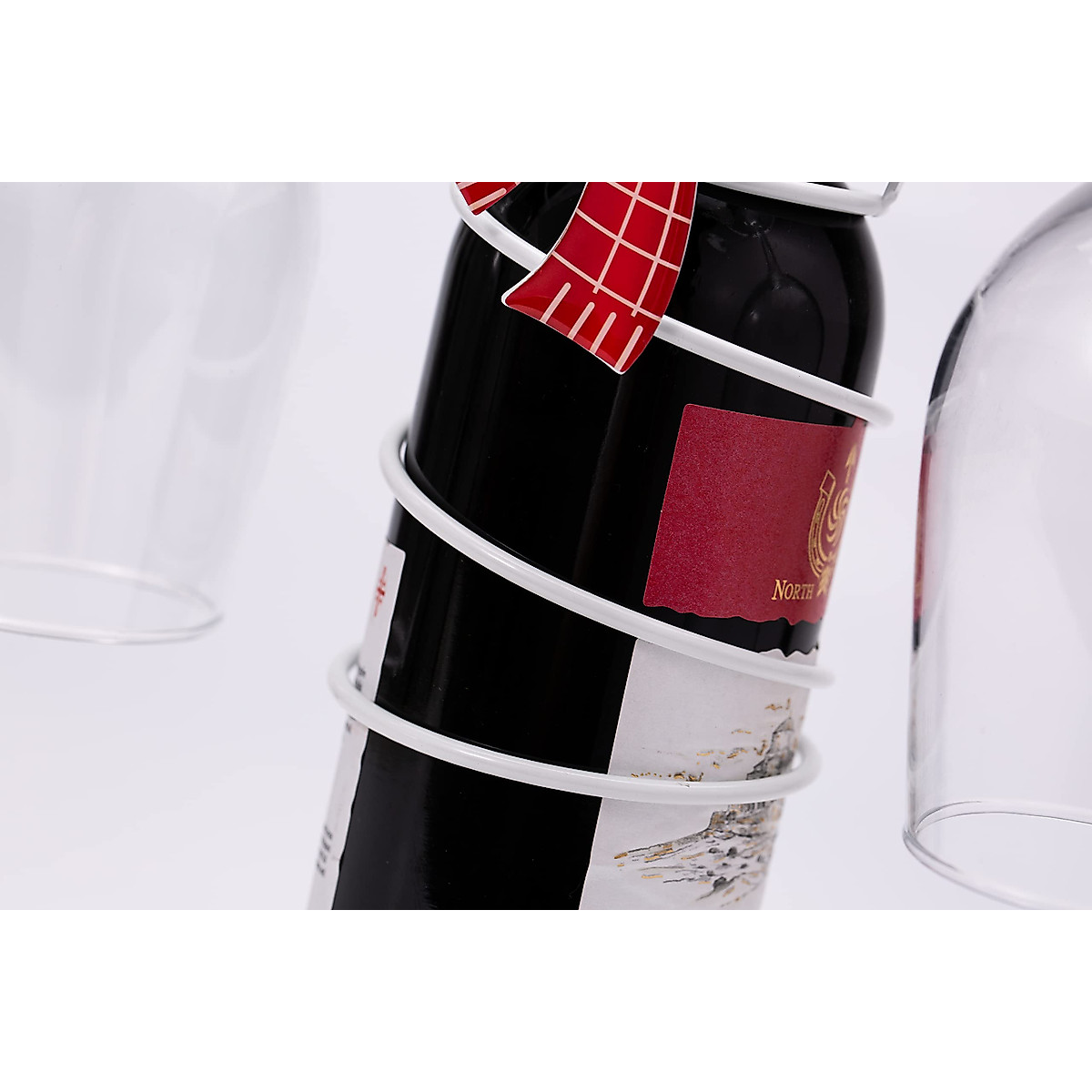 Jxueych Holiday Wine Bottle & Glass Holders Countertop, Hold 1 Wine Bottle and 2 Glasses, Perfect for Home Decor & Kitchen Storage Rack, Bar, Wine Cellar, Cabinet, Pantry, etc (Snowman)