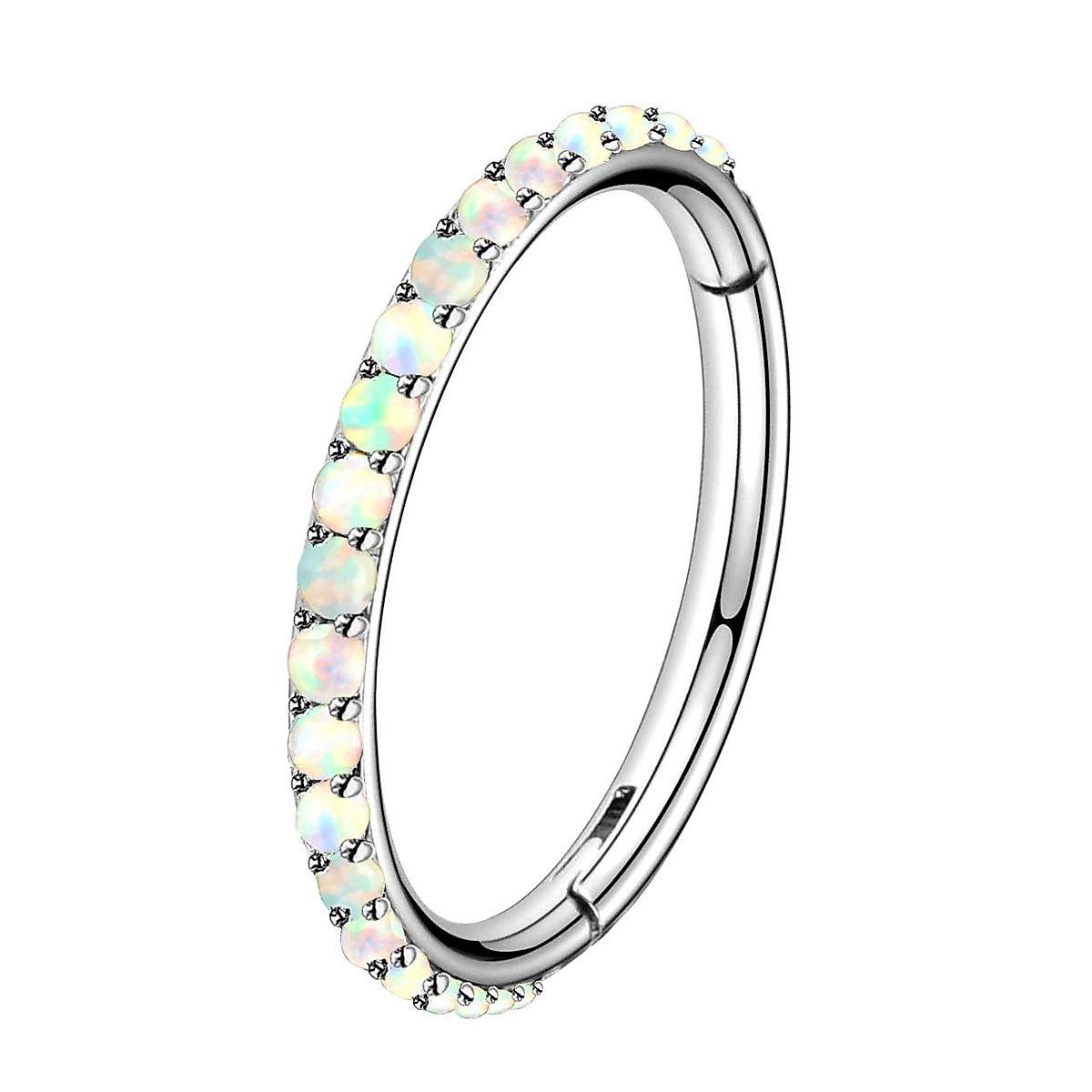 AVNIS Helix Ring Hoop ?€“ Premium Stainless Steel Hinged Nose Ring Hoop ?€“ 16G Opal Stone Septum Ring ?€“ Tragus Earrings for Women ?€“ Versatile Nose Piercing Jewelry