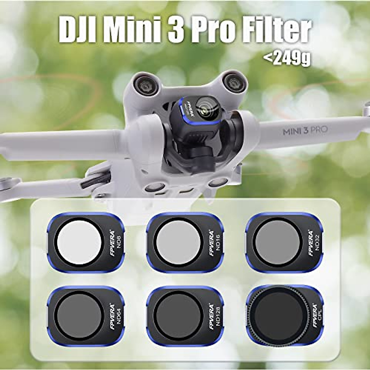 ND Filter Set for DJI Mini 3 Pro, 6-Pack Drone Camera Lens Filter Accessories Polarized CPL Filter with Aluminum Alloy Frame & 32-Layer Coating HD AGC Optical Glass (CPL,ND8,ND16,ND32,ND64,ND128)