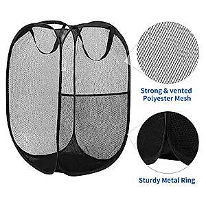 Simplized Popup Laundry Hamper Large Foldable | Pop-up Mesh Hamper Dirty Clothes Basket with Carry Handles (2 Pack-Large)