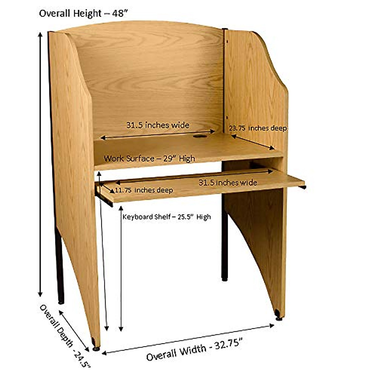 Norwood Commercial Furniture Single-Sided Study Carrel- Starter Unit- Oak, Oak_Starter Unit (NOR-T1003-SO)