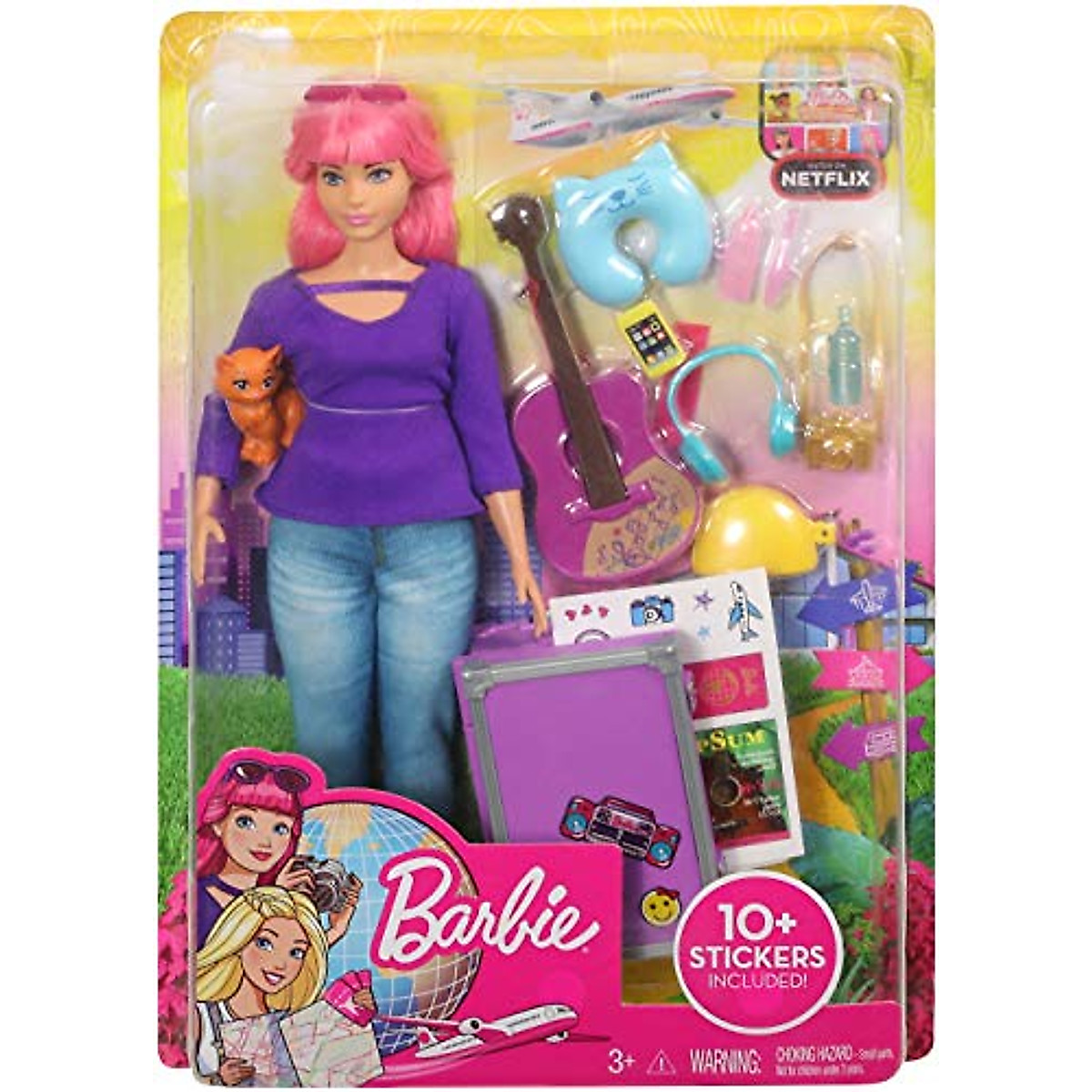 Barbie Dreamhouse Adventures Doll & Accessories, Travel Set with Daisy Doll, Kitten, Working Suitcase & 9 Pieces (Amazon Exclusive)