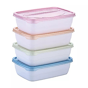 Dialust Rectangular Plastic Food Storage Container with Air Tight Lid Kitchen Food Container Meat Box Fridge and Freezer Storage Boxes Bowl - 225ml, 325ml, 650ml, 1250ml, 2200ml, 3500ml, 6 Pcs, Clear