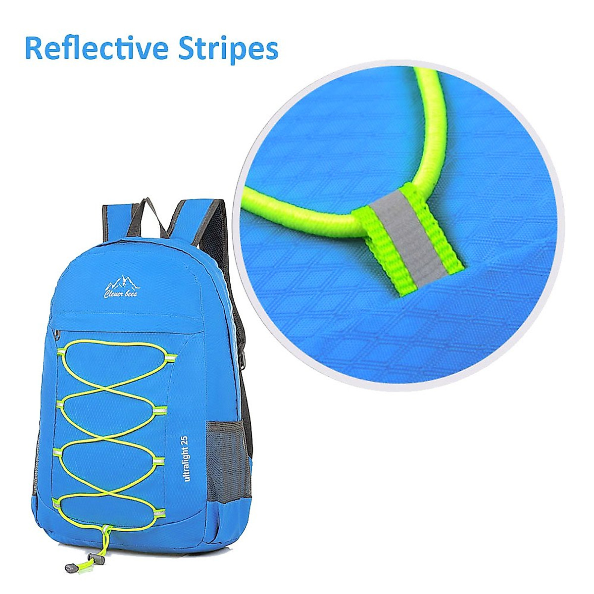 CLEVER BEES 25L Outdoor Ultralight Foldable Backpack for Campaing Hiking Travelling (Skyblue)