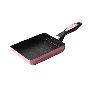 Japanese Style Frying Pan Square Maifan Stone Pot Non-stick Pan 13X18cm黑色木纹柄