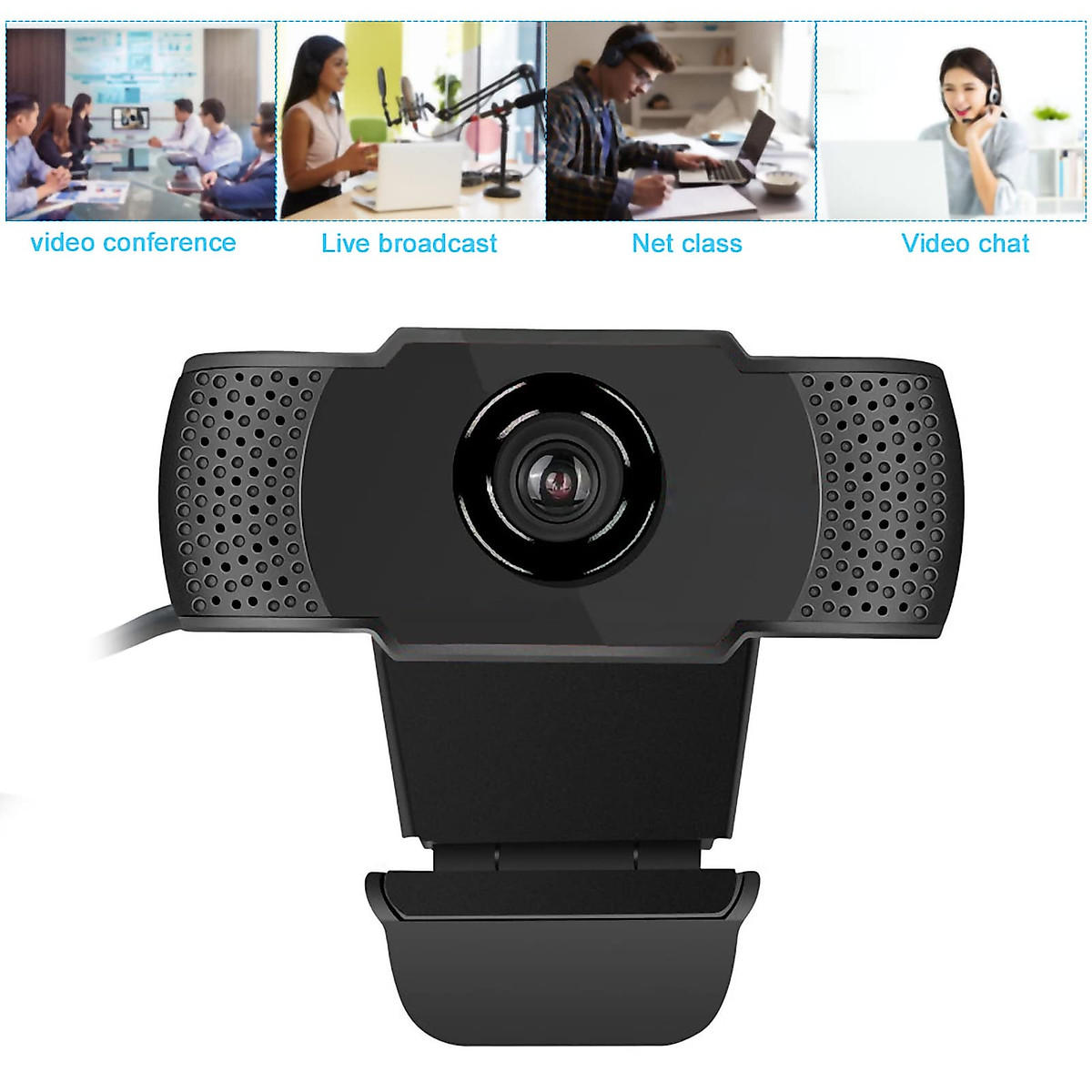 1080p Computer Webcam - Built in Noise Reduction Microphone - USB Free Drive - Plug and Play - for Video Calling, Conferencing, Gaming