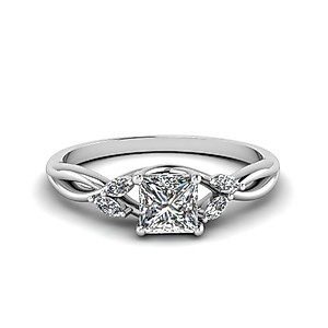 SISGEM 10K 14K 18K Solid Gold Twisted Engagement Rings Set for Women, Emerald/Princess/Oval/Marquise/Round Cut Moissanite Rings Wedding Engagement Anniversary Promise Set Bands with Engraved Name (Princess-Cut)