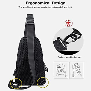 chinatera Crossbody Sling Backpack for Men Leather Chest Shoulder Bag with USB Port and Headphone Hole for Travel Hiking (Green)